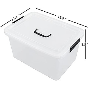 Tyminin 4-Pack 17.5 Quart Plastic Latch Storage Box, Storage Bin with Lids, Clear