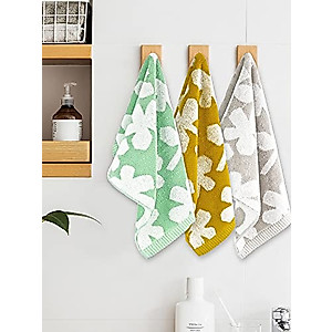 Hand Towel Fingertip Towels Set 12 x 21 Inches, 100% Cotton Small Hand Towels for Bathroom Kitchen Spa 3 Colors 6 Pack, Four Leaf Clover