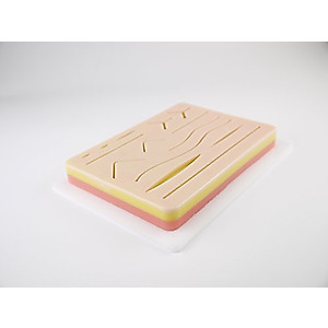 Harbin Design Large Premium 3-Layer Suture Practice Pad w/ Wounds on Anti-Slip Base (7.2" x 5.2") | The Original - Will Not Easily Separate, Tear, Rip | For Practicing Suturing Doctors,Students