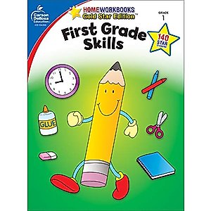 Carson Dellosa First Grade Skills Workbook―Grade 1 Reading, Addition, Subtraction, Graphing, Measuring, Phonics, Writing Skills Practice With Stickers (64 pgs) (Home Workbooks)