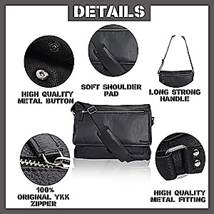 VALENCHI Leather Messenger Bag For Men - Laptop Messenger Briefcase & Shoulder Bag-Office, Work, Travel