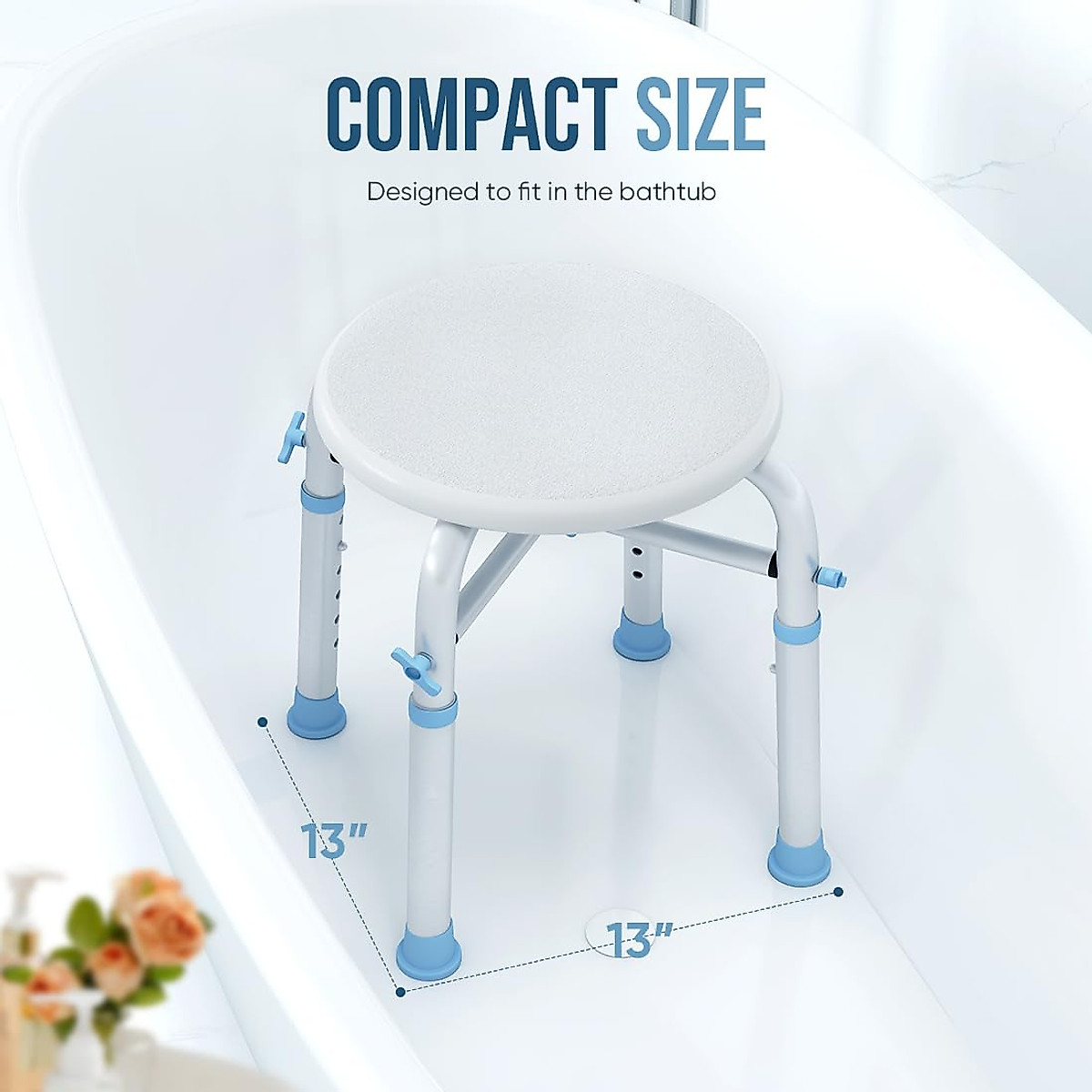 OasisSpace Shower Stool Adjustable Shower Chair for Inside Shower, Shower Seat for Adults with Anti-Slip Rubber Tips, Bath Chair for Elderly and Disabled, 500 Pound Weight Cap, Easy Assembly