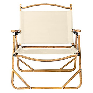 UDeuxff Beach Chair,Aluminum Frame Folding Camping Chair,Sports Chair,Portable Backpack Foldable Camping Chair with Wooden Armrests for Camping Lawn Travel Festival,Loading 100Kg (Khaki, Medium)