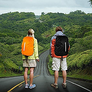 LAMA 2 Pack Waterproof Rain Cover for Backpack, Reflective Rucksack Rain Cover for Anti-dust/Anti-Theft/Bicycling/Hiking/Camping/Traveling/Outdoor Activities (1 Pcs Black + 1 Pcs Orange, M)