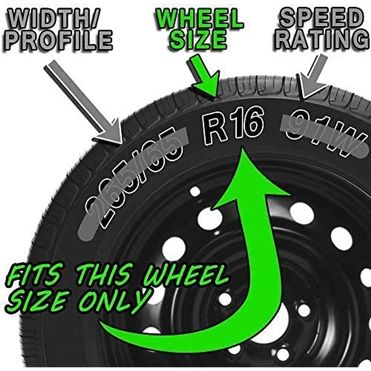 OxGord 16 inch Wheel Skins for 2005-2022 Toyota Tacoma (Set of 4) Impostor Wheel Covers for 16 inch Gloss Black ABS Wheels- Auto Tire Replacement Exterior Cap Cover