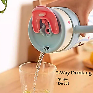 24/40 Oz Cute Dog/Cat Stainless Steel Vacuum Insulated Tumbler with Lid Straw Handle, Cartoon Aesthetic Keep Hot/Iced Spill Proof Coffee Travel Mug (Pink,41 Oz)