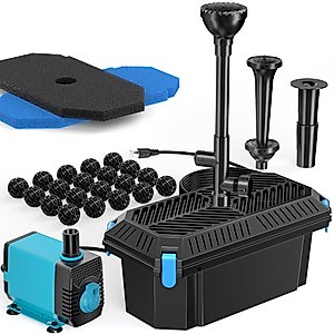 Antfraer Pond Filter with Pump Kits, Pond Filters for Outdoor Ponds Built In 660GPH Pond Pump, Pond Filter Box Suitable for Garden, Fountain, Pond, Animal Sink, Waterfall, Aquarium-Corded Electric