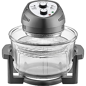 Big Boss 16Qt Glass Air Fryer Oven – Extra Large Non Toxic Air Fryer Halogen Oven with 50+ Air Fryers Recipe Book for Quick + Easy Meals for Entire Family, AirFryer for Healthier Crispy Foods – Gray