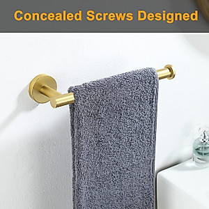 Hand Towel Holder for Bathroom, Brushed Gold Hand Towel Bar, SUS304 Stainless Steel Hand Towel Hanger, Wall Mounted Small Hand Towel Ring, 9 Inch Round Heavy Duty Towel Rack for Bathroom, Kitche