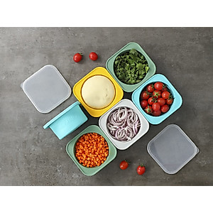 KEVJES Stackable Silicone Artisan Pizza Dough Proofing Proving Containers with Lids-3 pack-500ml portion (1Space Gray+1Green+1Yellow)