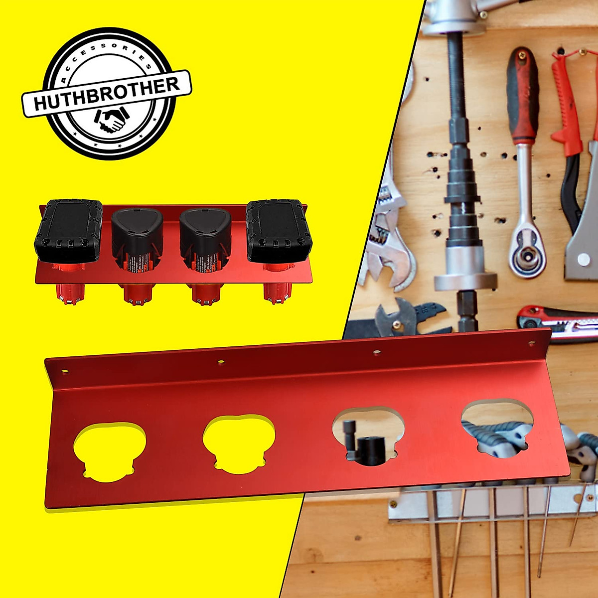 Huthbrother 2-Pack Battery Holder W/Screws for Milwaukee M12, 12V Battery Holder Milwaukee, Wall Mount for Milwaukee 12V Batteries