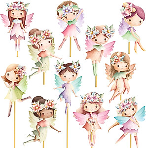 Fairy Party Centerpiece Stciks Fairy Birthday Decorations Fairy Centerpieces for Table 28pcs Fairy Party Table Toppers Fairy Baby Shower Decorations for Floral Fairy Garden Party Supplies