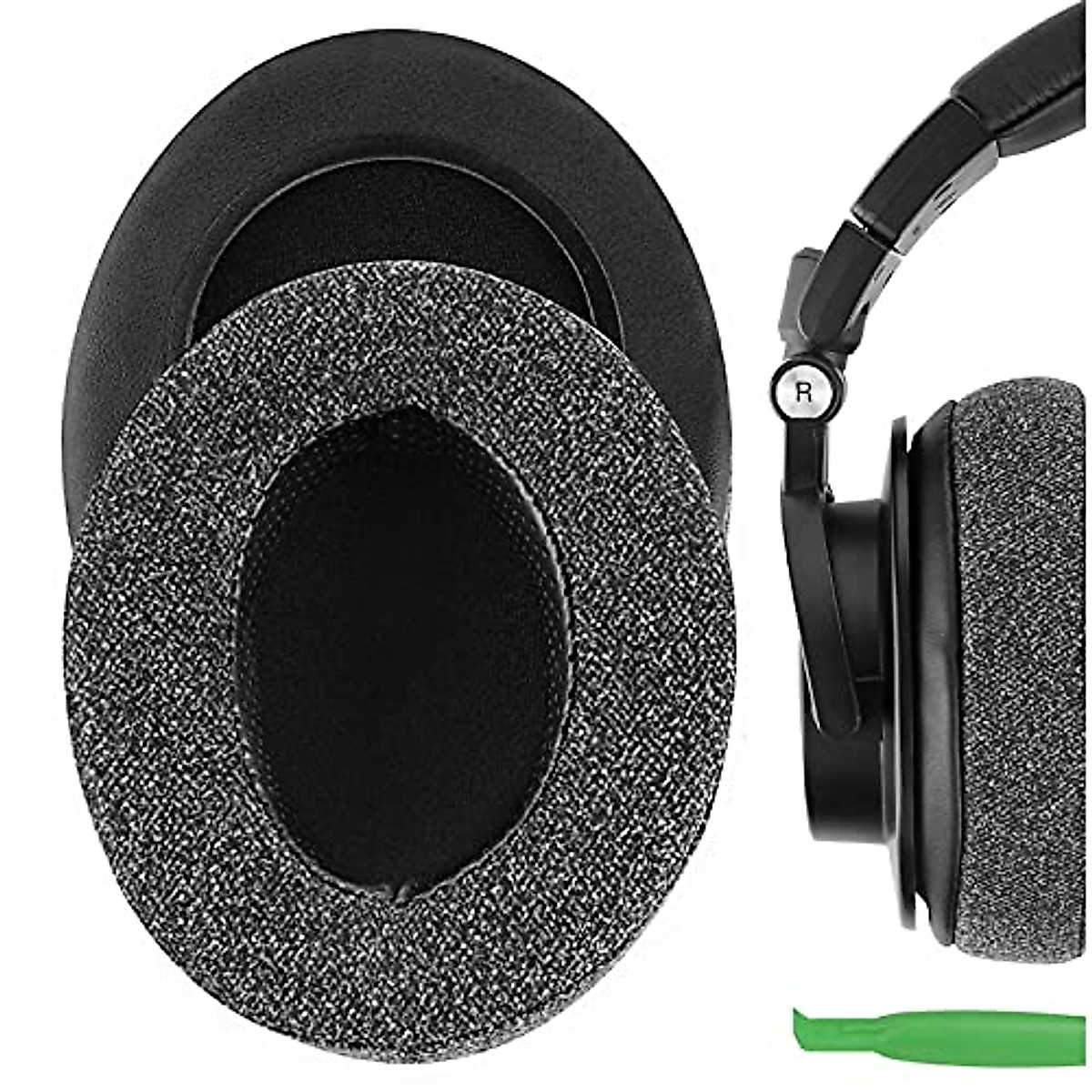 Geekria Comfort Linen Replacement Ear Pads for Audio-Technica ATH-M50XBT ATH-M50xBT2 ATH-M50X ATH-M60X M40X M30X M20X M10X ATH-ANC9 Headphones Earpads, Headset Ear Cushion Repair Parts (Dark Grey)