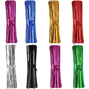 3200 Pcs Twist Ties, Plastic 4" Metallic Twist Ties, Twist Ties for Bags, Wire Ties Reusable Twist Bread Ties for Household and Office Use (8 colors)