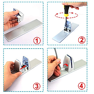 MOUNTAIN_ARK 4 Pack T Shaped Office Desk Partition Clamp, Sneeze Guard Bracket Support, Aluminum