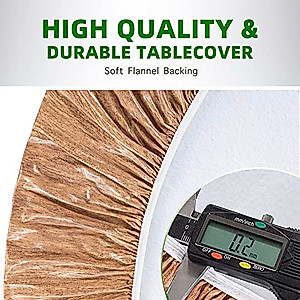 UMINEUX Fitted Rectangle Tablecloth for 6 ft - Plastic Vinyl Flannel Backed with Elastic Edged, Waterproof & Wipeable Table Cover for Indoor Patio Use (30x72 Inch, 1-Pieces, Wood)