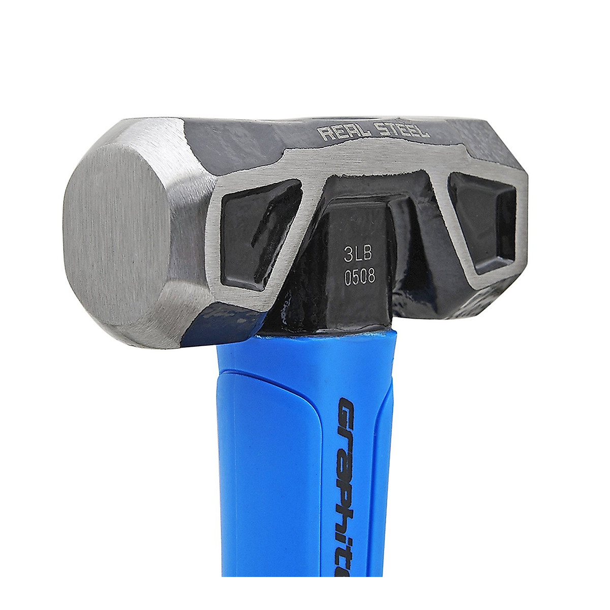 REAL STEEL 0508 Rubber Grip Forged Jacketed Graphite Drilling Sledge Hammer for Striking 3 lb