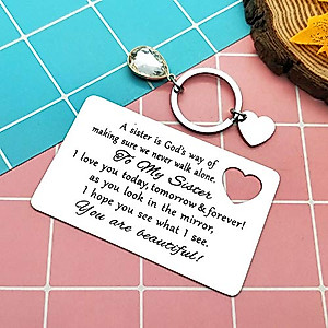Sister Wallet Card Sister Gifts from Sister Brother, Soul Sisters Bestie Gift for Women, A Sister is God's Way of Making Sure We Never Walk Alone Gifts for My Little Big Sister Christmas Birthday Gift