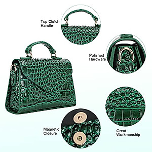 FAMYPAL Small Crossbody Shoulder Bags for Women, Trendy Mini Purse for Phone, Womens Top Handle Handbags, Vegan Leather, Green