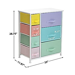 Sorbus Nightstand with 7 Drawers - Bedside Furniture & Night Stand End Table Dresser for Home, Bedroom Accessories, Office, College Dorm, Steel Frame, Wood Top (7-Drawer, Pastel/White)