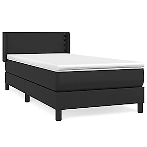 Bed Frames for Bed Room Box Spring Bed with Mattress Black Twin Faux Leather Headboard with Metal