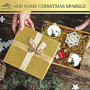 Montplisse White Gold Crinkle Paper | 1LB Blended Crinkle Cut Paper Shred Filler | Shredded Paper for Gift Baskets | Shred Filler for Gift Baskets | Paper for Gift Box Stuffing & Basket Filler