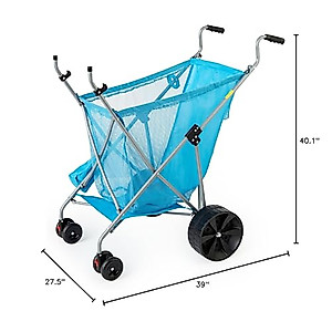 Seina All-Terrain Beach Cart Wheeler with Big Wheels for Sand | All Terrain Cart, Wide Wheels, Cart for Beach, Sand Cart, Beach Trolley, Collapsable, Compact, | Blue
