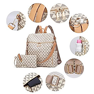 Makes Backpacks for Women Fashion PU Leather Bag Design Convertible Satchel Bag Travel Backpack Handbag and Purse 2Pcs