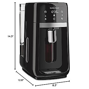 Hamilton Beach One Press Programmable Dispensing Drip Coffee Maker with 14 Cup Internal Brew Pot, Removable Water Reservoir, Black Next Gen (47601)