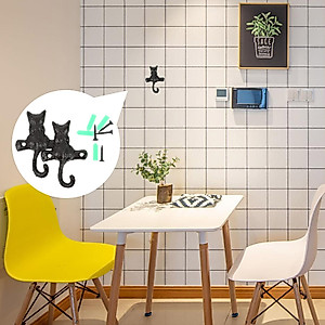 STOBAZA 2pcs European Classical Cast Iron Cat Hook Iron Hanging Hooks Cat Wall Hooks Metal Clothes Hanger Black Cat Hook Single Key Hook Vintage Wall Hooks Wall Mount Hook Animal Coat
