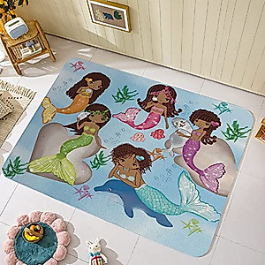 Radixnine Girls Bedroom Rugs Mermaid Room Rugs Bedroom Rugs Black Girls Large Area Rugs Teenage Girls Room Decor Anti-Slip Comfort Floor Mats Lounge Chair Rugs 39 * 59 Inches