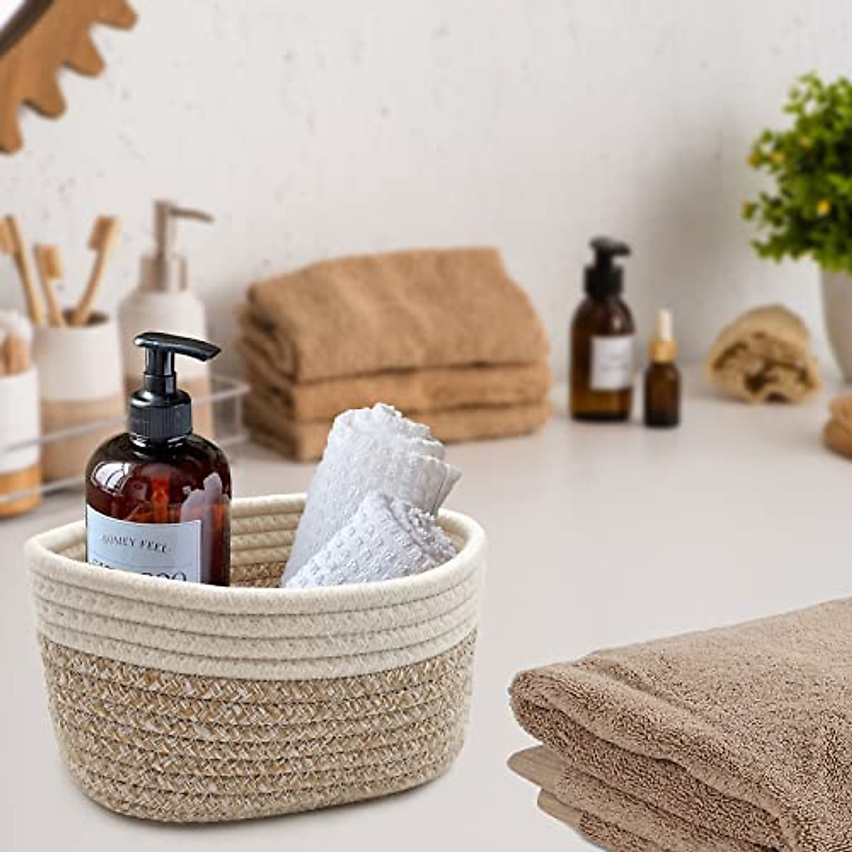 Zalaxt Cotton Rope Storage Baskets, 3 Pcs Woven Baskets for Storage for Organizing Baby Diaper and Toys Boho Basket, Nursery Storage Bin