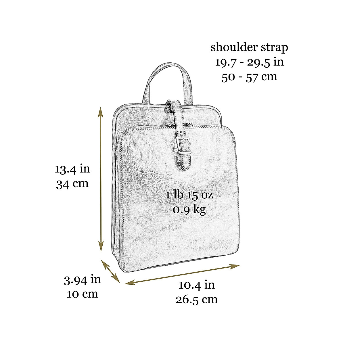 Leather Backpack Convertible to Shoulder Bag - Handmade For Laptops up to 12 Inches Daybag Rucksack - Time Resistance