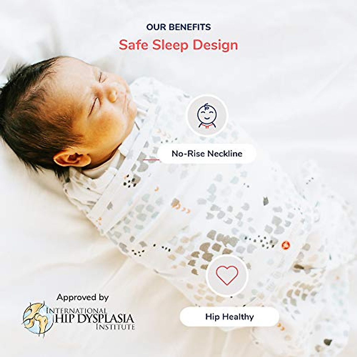 embé 2-Way Starter Baby Swaddle, 6-14 lbs, Newborn Swaddle Sack 0-3 Months, Zip & Velcro Swaddle 0-3 Months Baby Swaddles Wrap, Hip Healthy, Infant Swaddle - Disperse