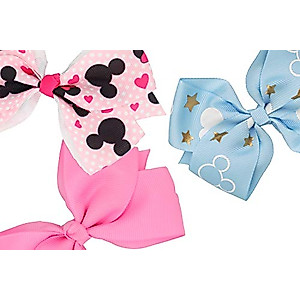 6pc 5" Large Hair Bows for Girls with Heart Emblem (D)