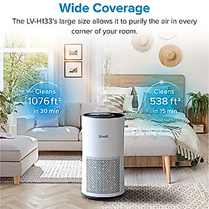 LEVOIT Air Purifier for Home Large Room with H13 True HEPA Filter & Air Purifier for Home Allergies Pets Hair Smokers in Bedroom, H13 True HEPA Air Purifiers Filter, for Large Room, Core 300, White