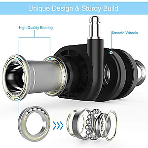 Office Chair Caster Wheels (Set of 5) Safe for All Floors Including Hardwood Double Wheels Style with Screwdriver Heavy Duty 650 lbs Total Capacity