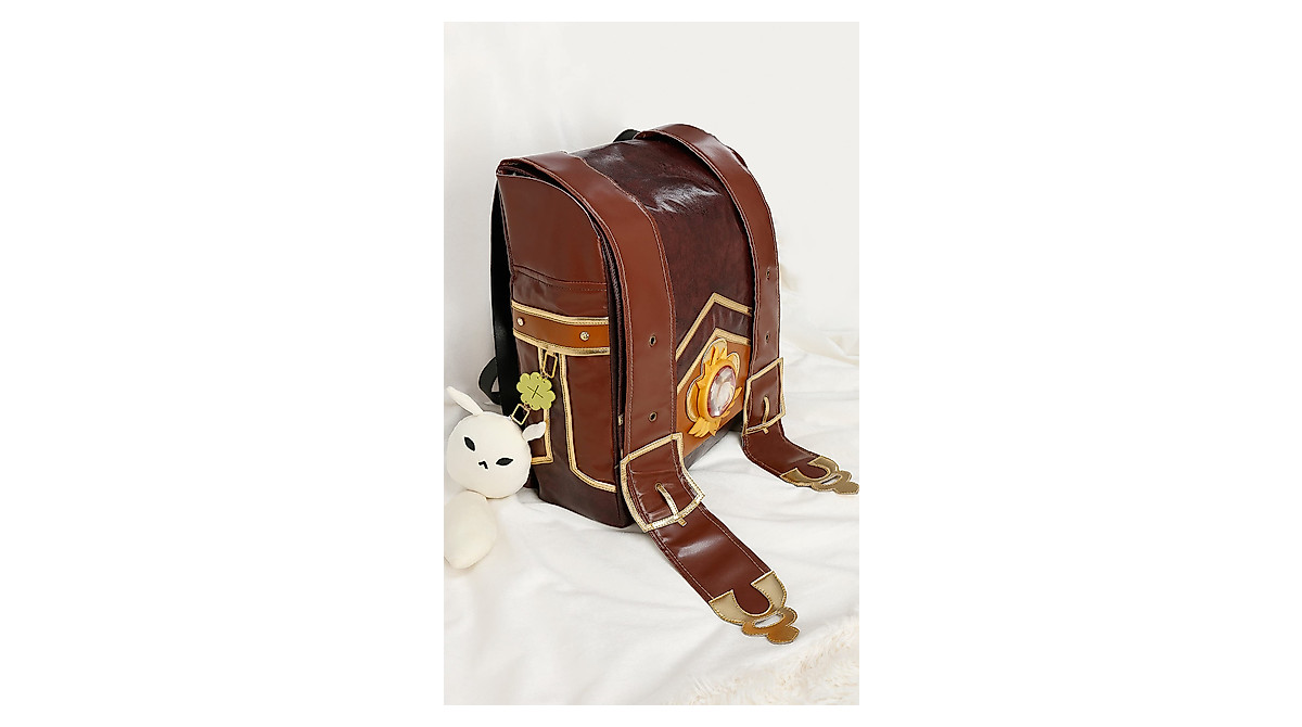 Get the Cute Brown PU Leather Backpack with Accessory | Klee Bag