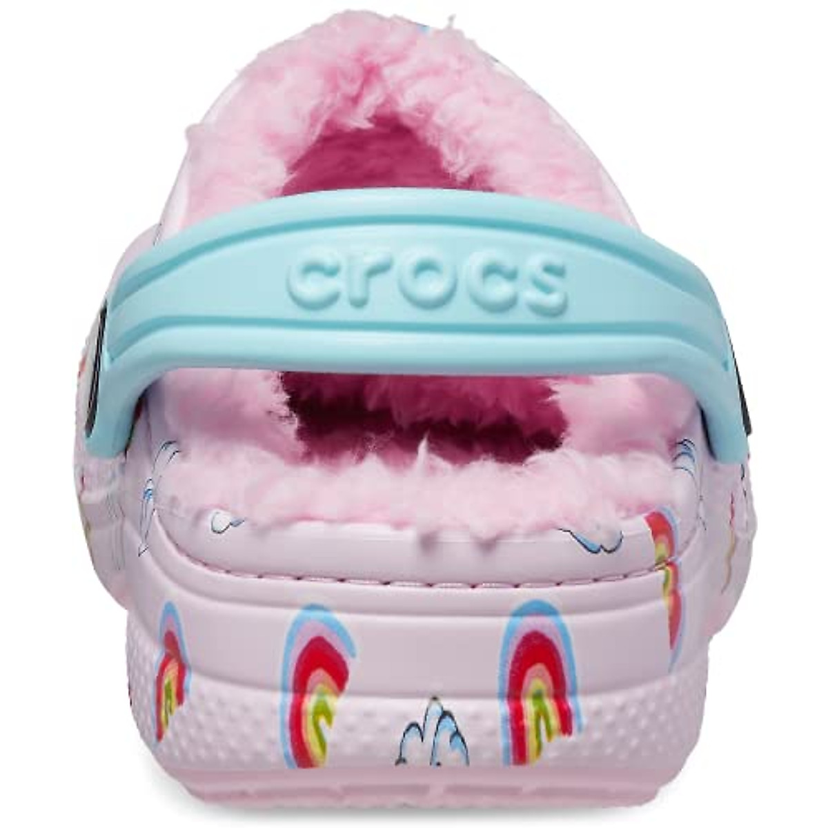 Crocs Baya Lined Clogs, Fuzzy Slippers for Kids and Toddlers, Rainbows and Clouds, 10 US Unisex
