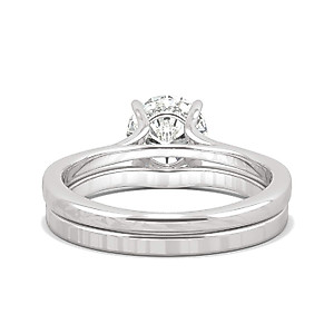 14K White Gold Moissanite by Charles & Colvard 7.5mm Round Bridal Set-size 10 1.81cttw DEW