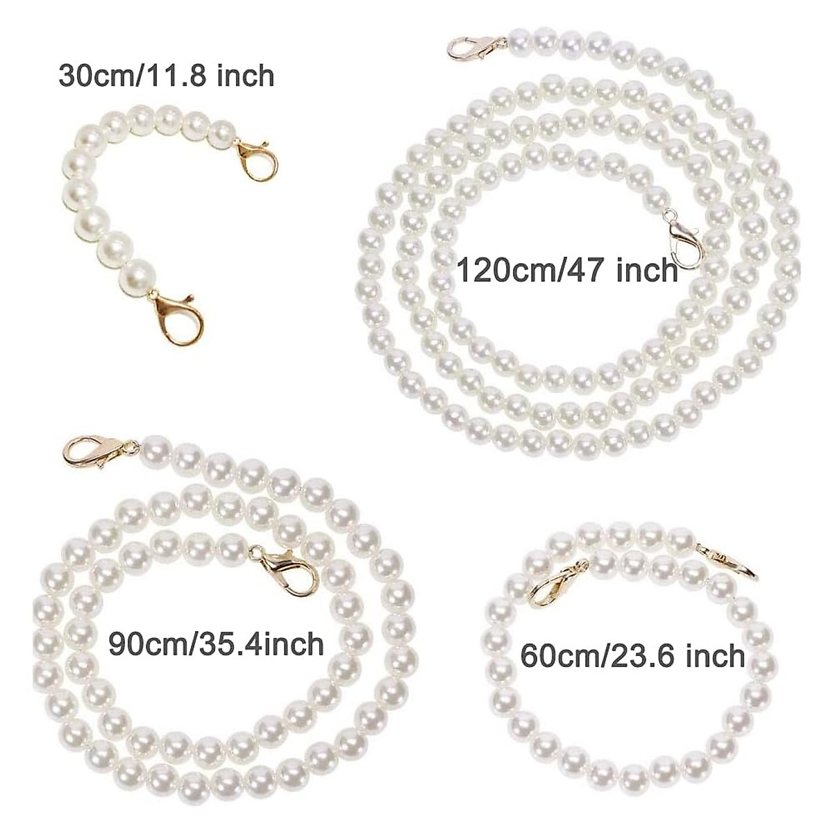 4PCS DIY Imitation Pearl Beads Short Long Handle Shoulder Cross Body Bag Handbag Chains Accessories with Metal Buckles