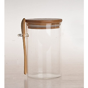 Bamboo Lid Container With Bamboo Spoon Set Of 3