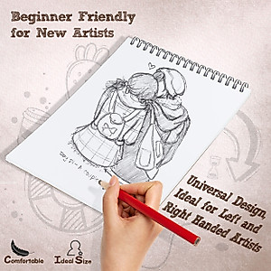 Emraw 6" x 8" Sketch Book Top Wire Bound Spiral, Acid Free Sketchbook White Writing, Drawing & Sketching Sketch Pads for Kids Adults Beginners Artists, 50 Sheets Per Sketch Pad, 2 Pack