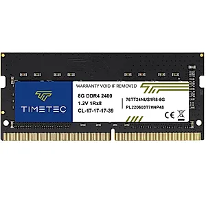 Timetec 8GB DDR4 2400MHz (DDR4-2400) PC4-19200 (PC4-2400T) Non-ECC Unbuffered 1.2V CL17 1Rx8 Single Rank 260 Pin SODIMM Laptop Notebook PC Computer Memory RAM Module Upgrade (8GB)