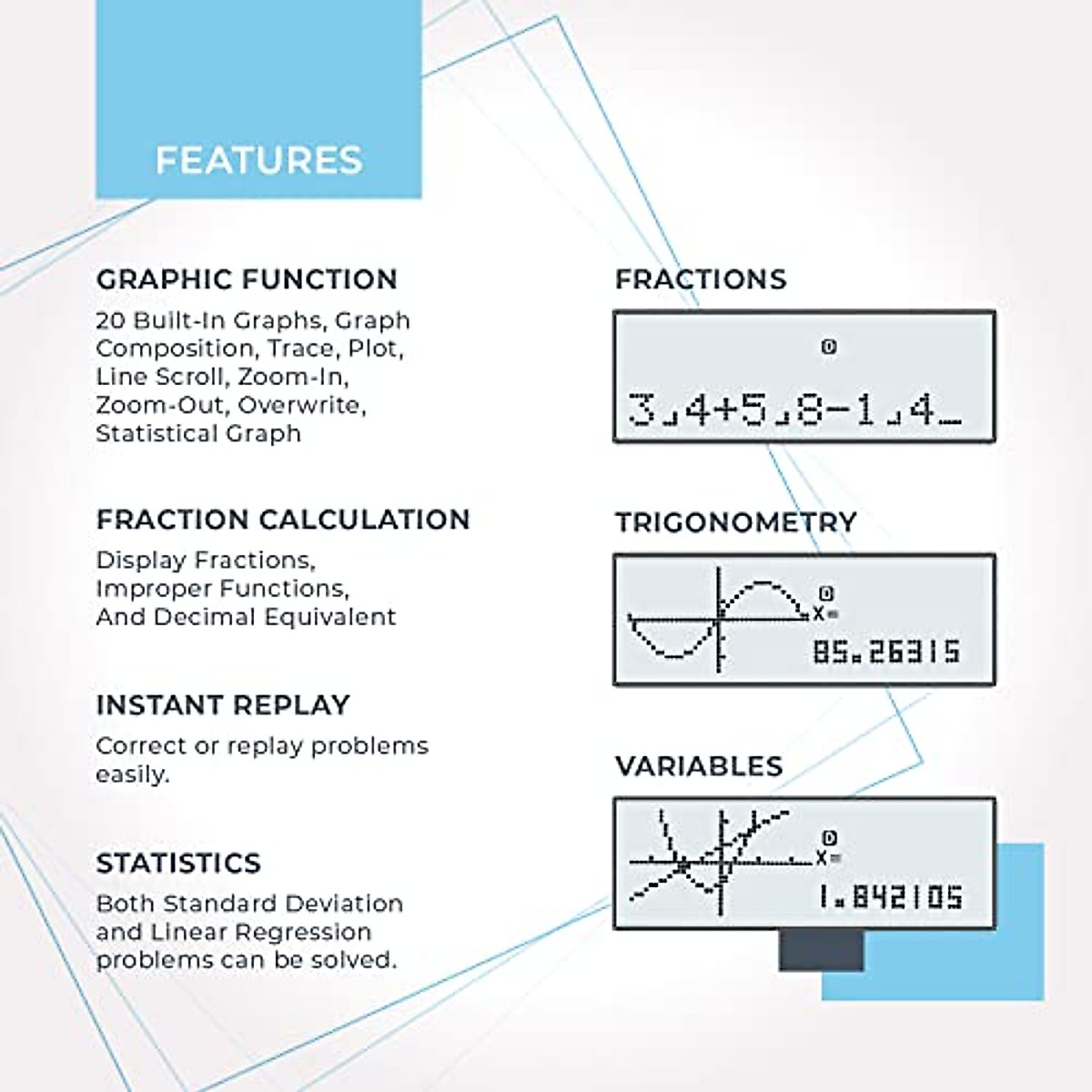 Scientific Calculator with Graphic Functions - Multiple Modes with Intuitive Interface - Perfect for Students of Beginner and Advanced Courses, High School or College
