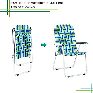 Vasitelan Patio Lawn Chairs Folding Chairs Set of 2, Webbed Folding Chair Outdoor Beach Chair Portable Camping Chair for Yard, Garden (Blue)