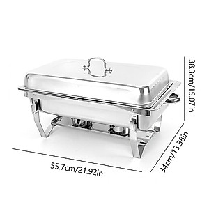 BANLICALI 3 * 3L Folding Stove, Baking Tray Container with Heater and Cover, Catering Buffet Baking Tray Stainless Steel Heating Container for Catering Party Wedding Banquets Silver