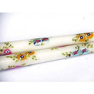 Decorative Hand Painted Pastel Easter Egg and Flowers Taper Candles Spring Decorations for the Home Table Decor