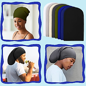 8 Pieces Unisex Dreadlock Cap Dreadlock Spandex Cap Long Hair Dreads Head Wrap Sleep Bonnet Full Cover for Men, 15 x 9 Inch (Assorted Color)