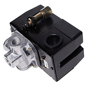 Air Compressor Pressure Switch 95-125 PSI Control Unloader, LF10-4H 95-125 PSI 20A 4 Port Pressure Control Switch Valve NPT 1/4